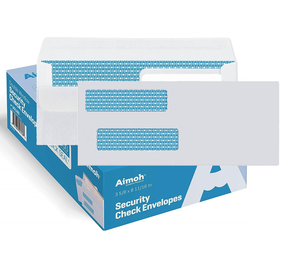 #8 Double Window Flip & Seal Security Check Envelopes — Aimoh