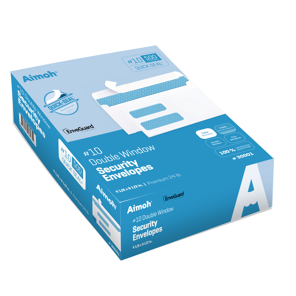 #10 Envelopes - Double Window - Quick-Seal - Security Tinted - 500 Cou ...